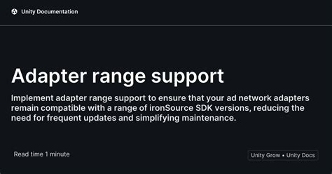 Adapter Range Support • Unity Grow • Unity Docs