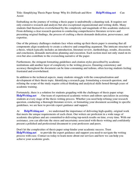 Thesis Paper Setup Pdf Thesis Methodology