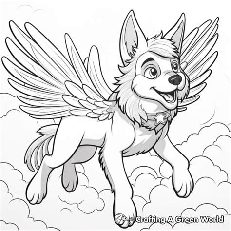 Flying Winged Wolf Coloring Pages Free And Printable