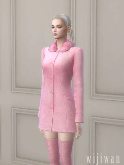 Fur Collar Coat New Mesh Maxis Match 36 Swatches F Tumbex