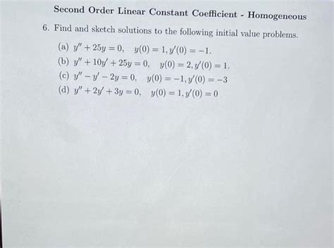 Solved Second Order Linear Constant Coefficient
