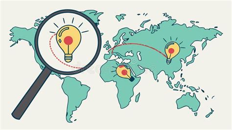 Magnify World Map Bulb Idea Global Innovation International Thought World Idea Vector Design