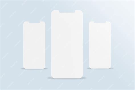 빈 흰색 화면과 Ui 요소가 있는 빈 공간 흰색 현실적인 스마트폰 모형 3d 휴대 전화 격리된 현대 휴대 전화 템플릿 프리미엄 사진