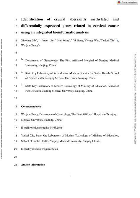 Pdf Identification Of Crucial Aberrantly Methylated And Differentially Expressed Genes Related