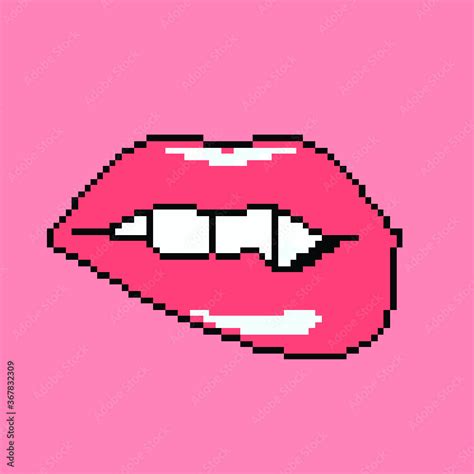 Vector Illustration Sexy Lips In Pixel Art Stock Vector Adobe Stock