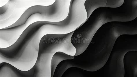 Abstract Black And White Wavy Background With A Dynamic Flowing Texture Stock Illustration