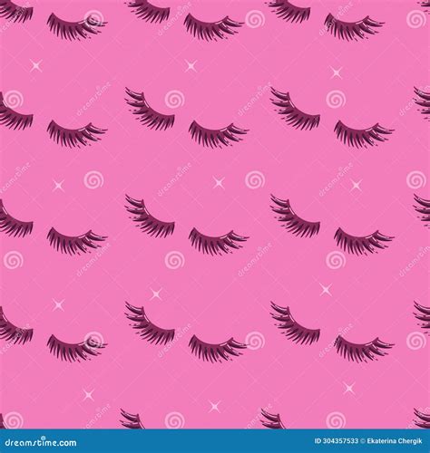 Seamless Pattern With Long Eyelashes On Pink Background Stock Illustration Illustration Of
