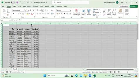 การปรับขนาด Colum การปรับขนาด Row Excel พื้นฐานexcel Youtube