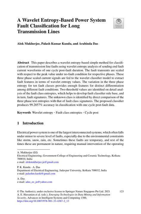 Pdf A Wavelet Entropy Based Power System Fault Classification For