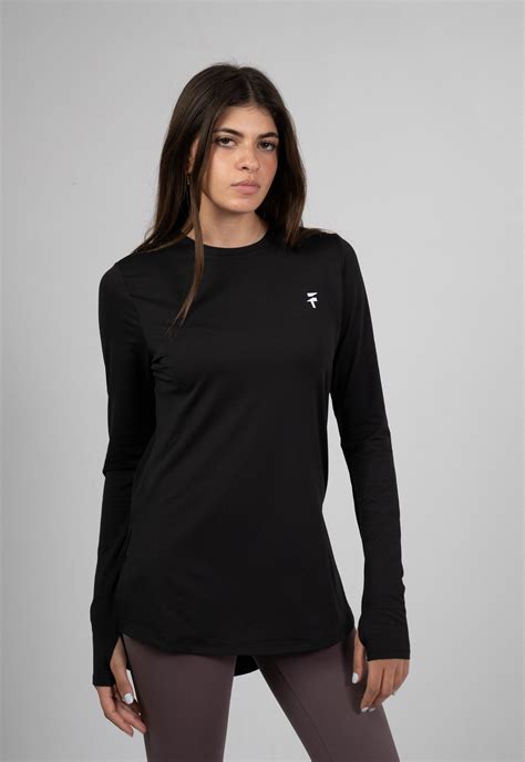 Performance Extended Long Sleeve Top Black Fit Tribe