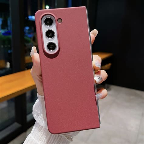 삼성 갤럭시 Z Fold5용 단색 스프레이 페인팅 휴대폰 케이스빨간색