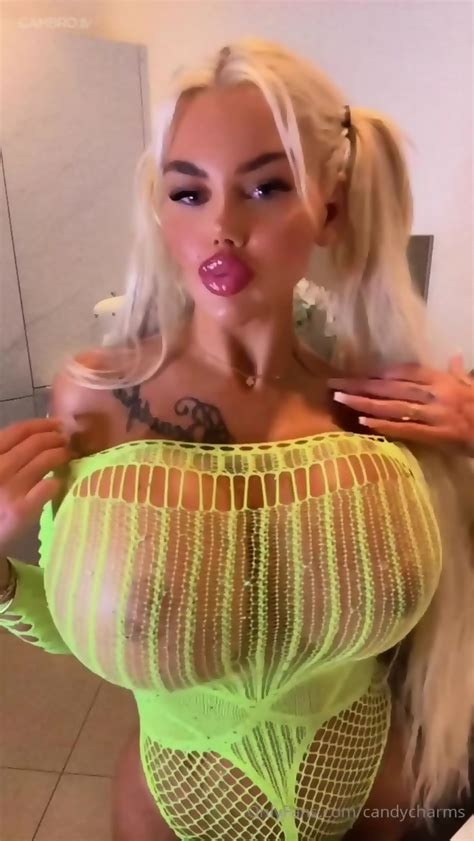 Big Fake Tits Bimbo Yellow Lingerie
