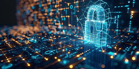 Digital Lock In Dark Cyber Space Abstract Data Background Secure