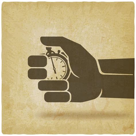 Premium Vector Countdown Stopwatch In Hand On Vintage Background