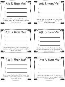 Ask 3 Then Me By One Crafty Teacher Tpt
