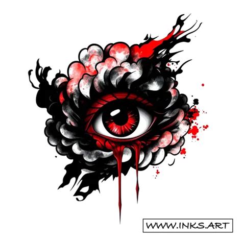 Tattoo Design Itachis Bleeding Eye With Akatsuki Symbol Style Anime
