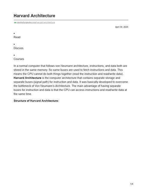 Harvard Architecture Pdf Central Processing Unit Computer Data Storage