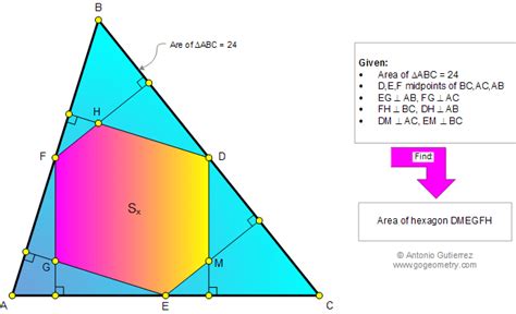 Geometry Problem 880 Triangle Midpoints Sides Perpendiculars Hexagon Area Level High