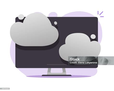 클라우드 컴퓨팅 유머 만화 개념 벡터 일러스트레이션 클라우드와 컴퓨터 화면 만화 온라인 네트워크 기술 현대 디자인의 아이디어