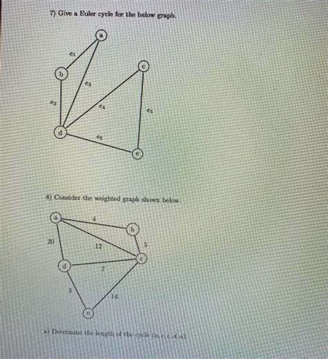Solved 7 Give A Euler Cycle For The Below Graph Ei Eg Ez