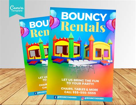 Bounce House Flyer Template Etsy Canada Flyer Flyer Template