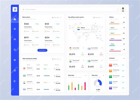 Premium Vector Vector Infographic Dashboard Ui Ux Design With Graphs Charts And Diagrams Web