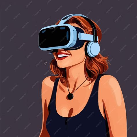 Woman Wearing Vr Headset Enjoying Exploring Virtual Reality And Cyberspace Premium Ai