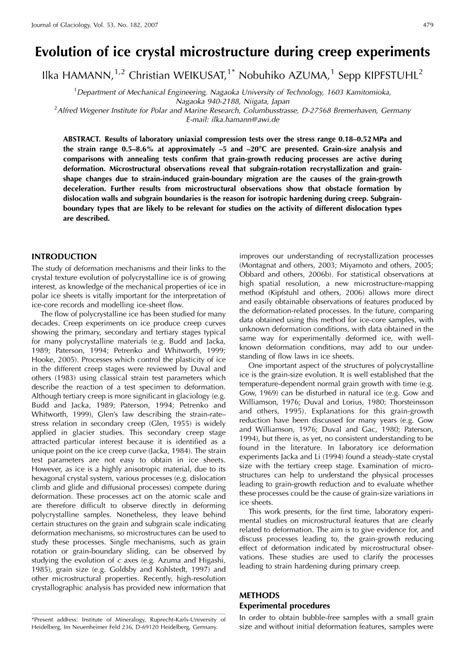 Pdf Evolution Of Ice Crystal Microstructure During Creep Experiments
