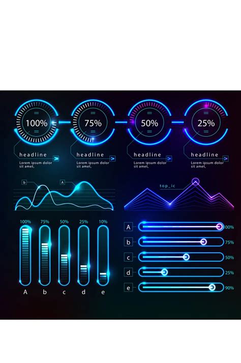 科技感数据折线图元素设计 花瓣网