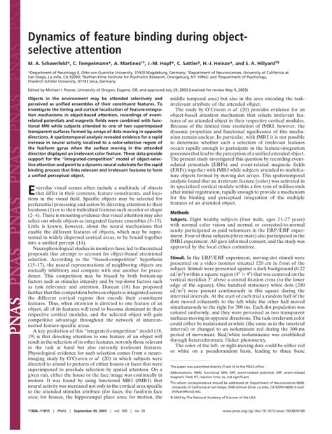 pdf dynamics of feature binding during object selective attention