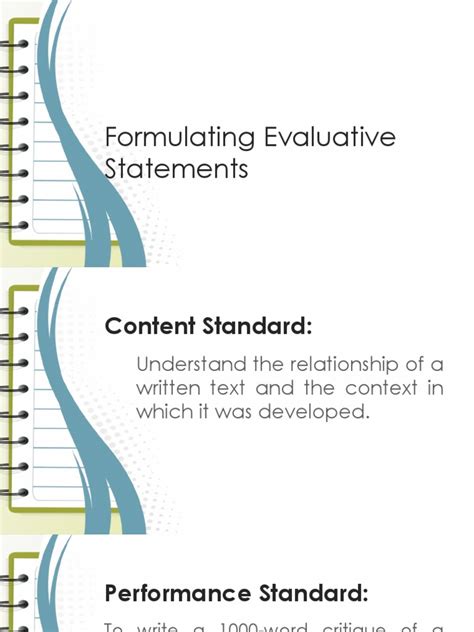 Formulating Effective Evaluative Statements To Define Strengths And