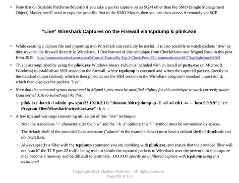 using wireshark to capture packets on firewall usi check point