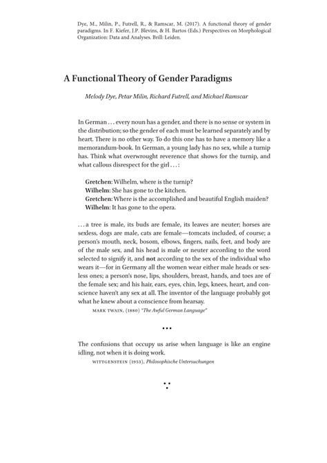 PDF A Functional Theory Of Gender Paradigms