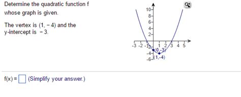 Solved Determine The Quadratic Function F Whose Graph Is
