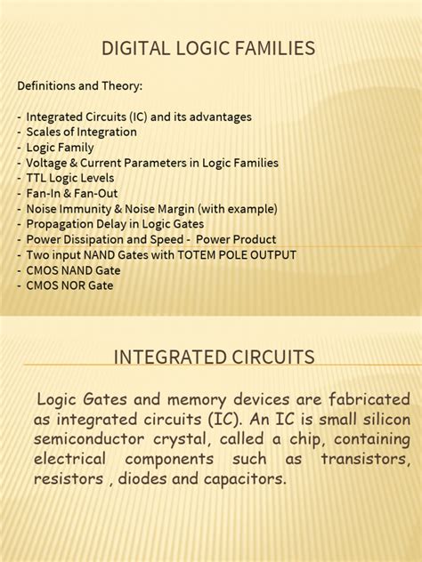 Digital Logic Families Pdf Logic Gate Integrated Circuit