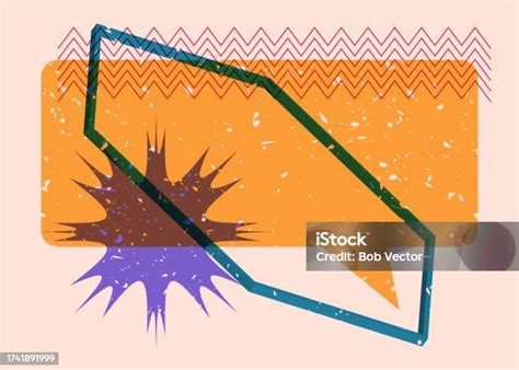 Risograph Speech Bubble Dengan Bentuk Geometris Elemen Geometri Vektor