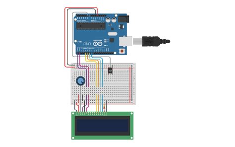 Circuit Design Arduino Con Lcd Potenziometro E Sensore Di Temperatura Tinkercad