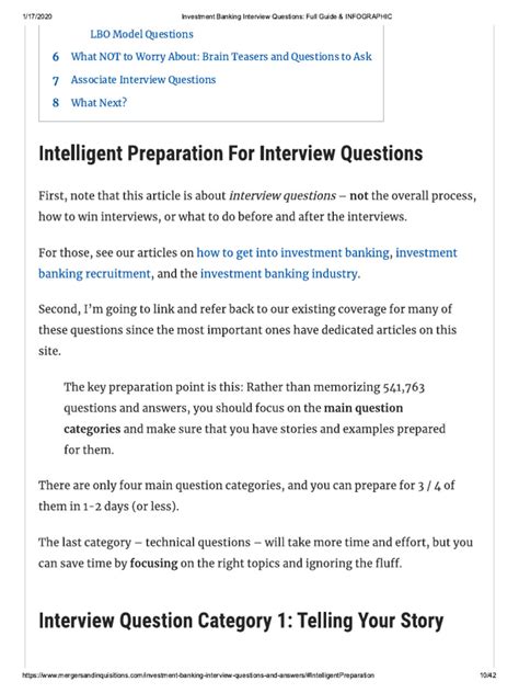 Investment Banking Interview Questions Full Guide And Infographic Pdf