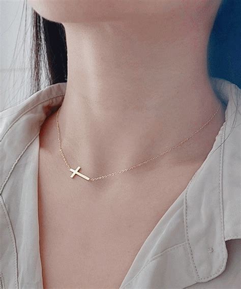 이스테리 가로 십자가 빈티지 체인 목걸이 써지컬스틸 남녀공용 에이블리
