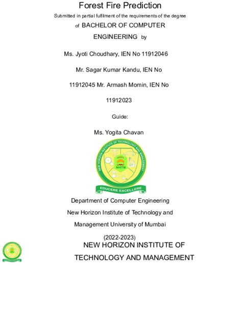 Pdf Forest Fire Prediction Sagar Kandu