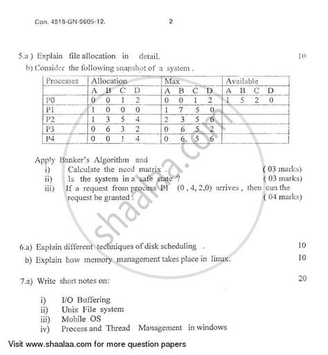 Operating Systems 2011 2012 Be Computer Engineering Semester 4 Se Second Year Old Question