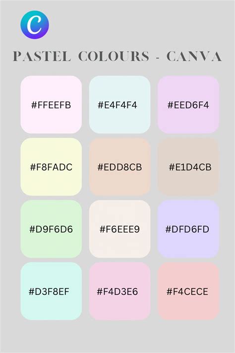Pastel Colour Codes In Canva