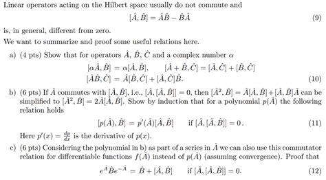 Solved Linear Operators Acting On The Hilbert Space Usually Chegg Com