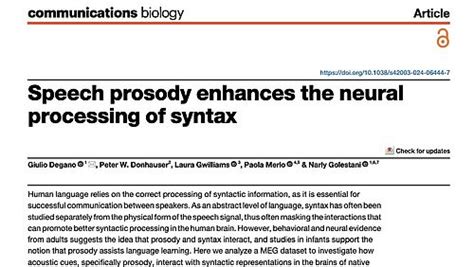 New Publication Speech Prosody Enhances The Neural Processing Of Syntax
