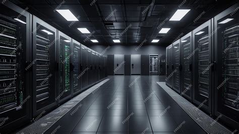 Hightech Data Center With Rows Of Server Racks Modern Technology Scene Realistic Illustration