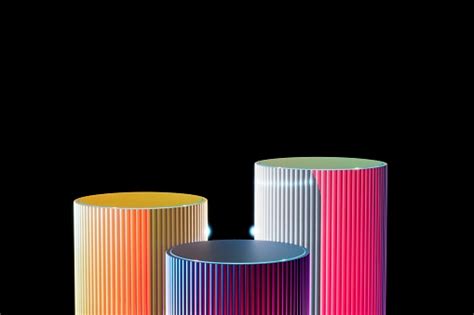 검은 배경에 상품이나 텍스트를 배치하기 위한 다색 원형 연단 복사 붙여넣기 3d 렌더링 0명에 대한 스톡 사진 및 기타 이미지 0명 강단 공란 Istock