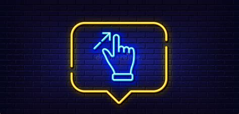 Touchscreen Gesture Line Icon Slide Arrow Sign Swipe Action Neon Light Speech Bubble Vector