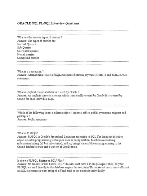 Sql Plsql Questions Pdf