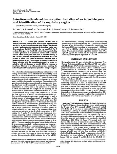 Pdf Interferon Stimulated Transcription Isolation Of An Inducible Gene And Identification Of