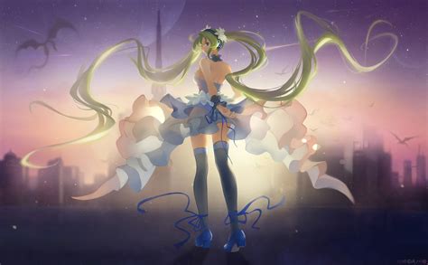Wallpaper Illustration Anime Girls Thigh Highs Vocaloid Hatsune